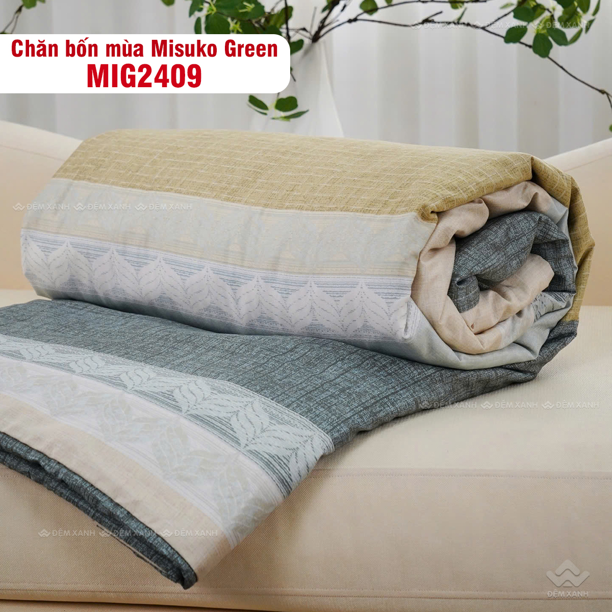 Chăn bốn mùa Nhật Bản Misuko Green MIG2409