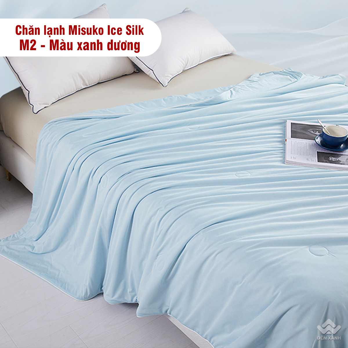 Chăn lạnh Misuko Ice Silk M2 màu xanh dương